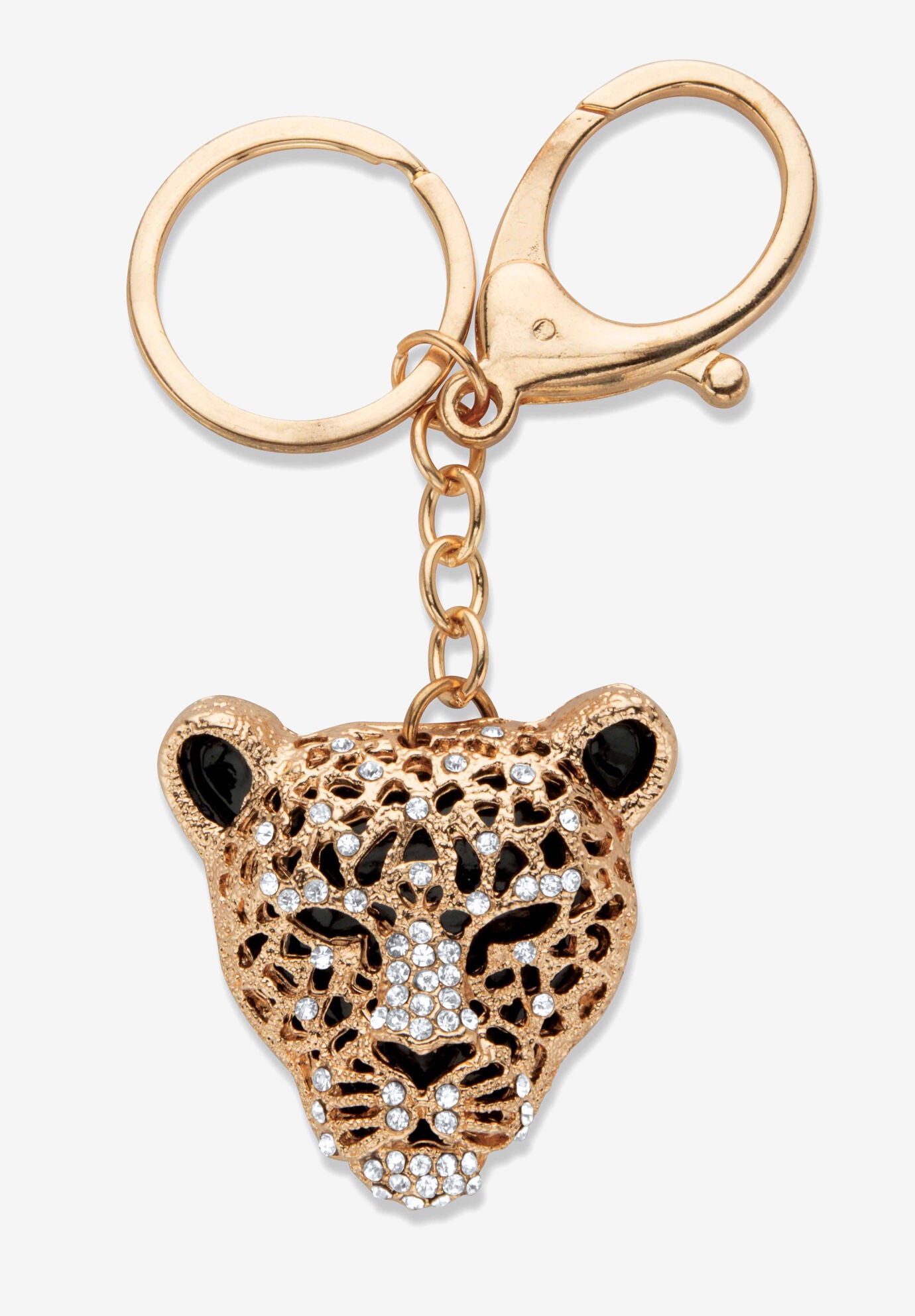 Leopard Cat Crystal Goldtone Key Ring, Crystal Gold | Woman Within