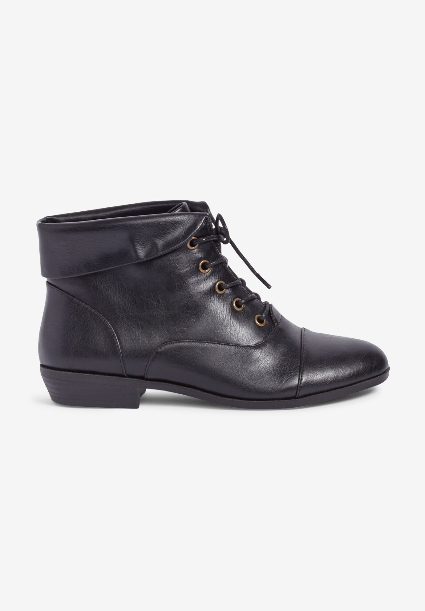 Wide Width The Darcy Bootie with Lace-Up Detailing, Black | Woman Within