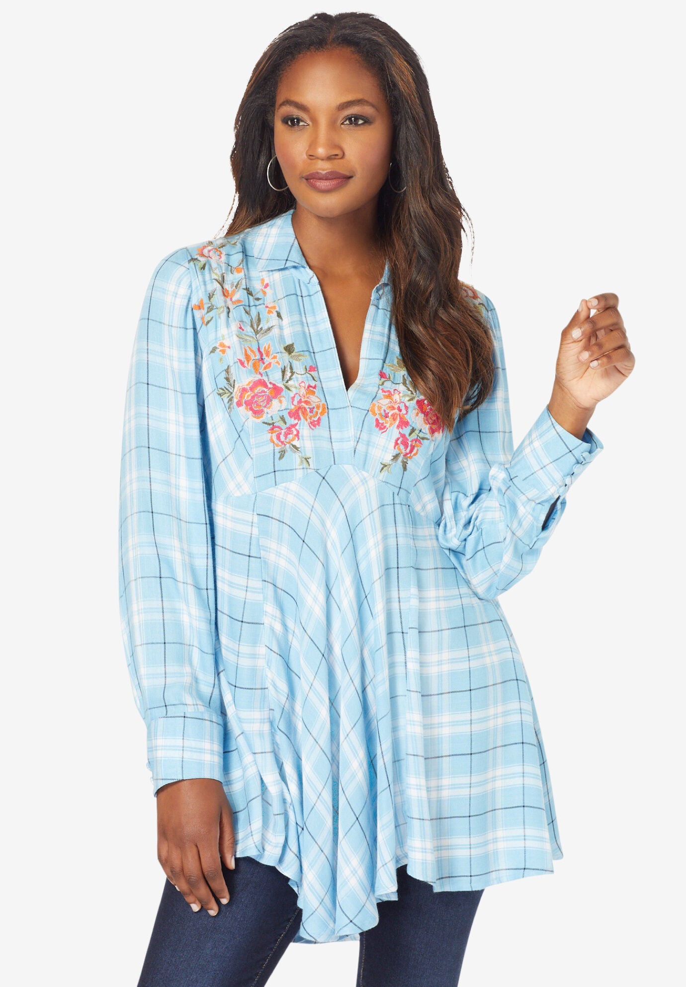 Plaid Fit-And-Flare Tunic | Woman Within