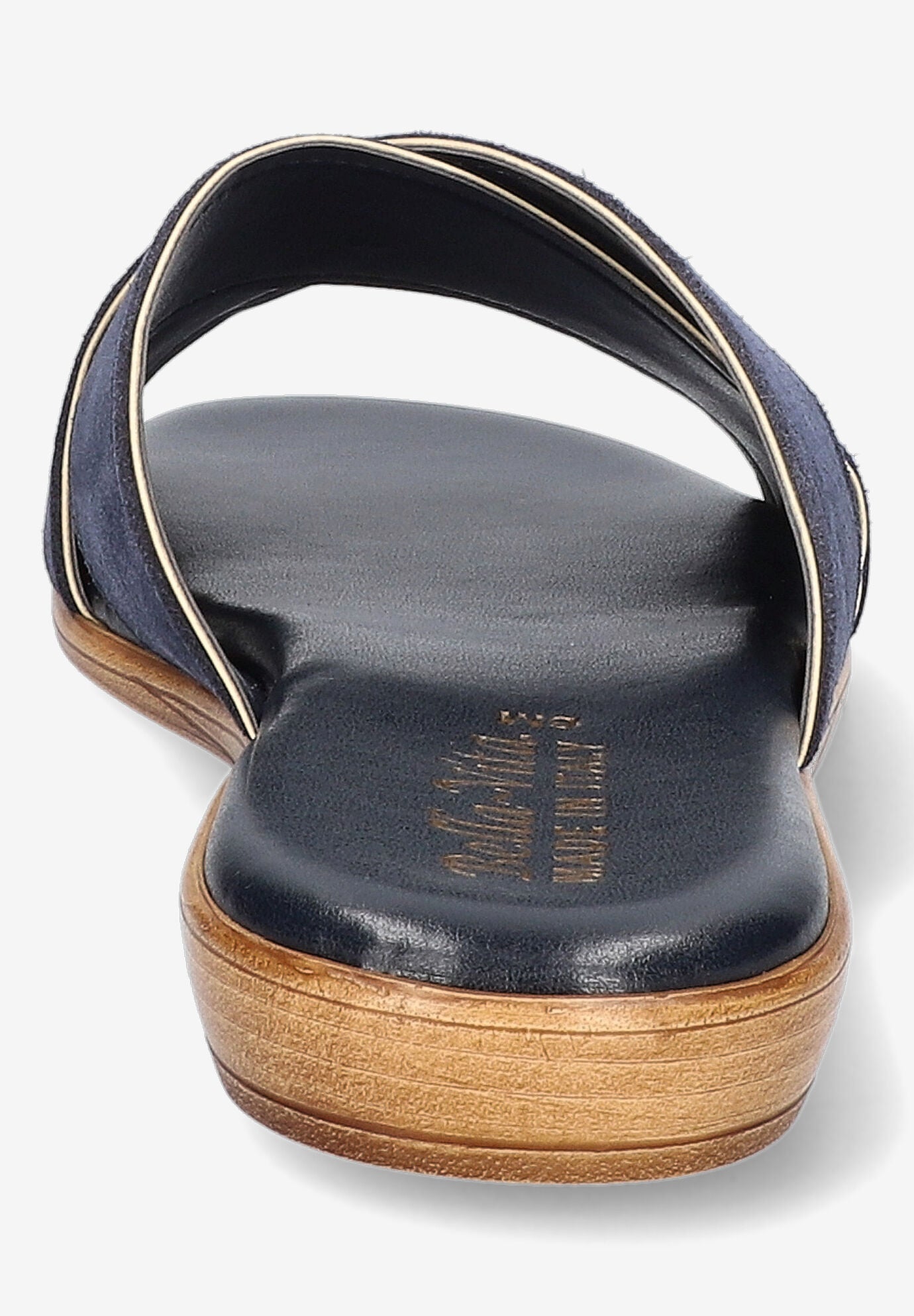 Tab-Italy Leather Sandals with Metallic Accent, Yellow Suede Leather ...
