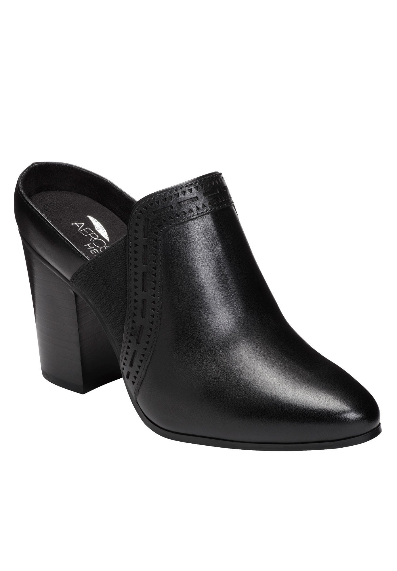 Leather Pocket Square Clogs with Laser Cutouts | Woman Within