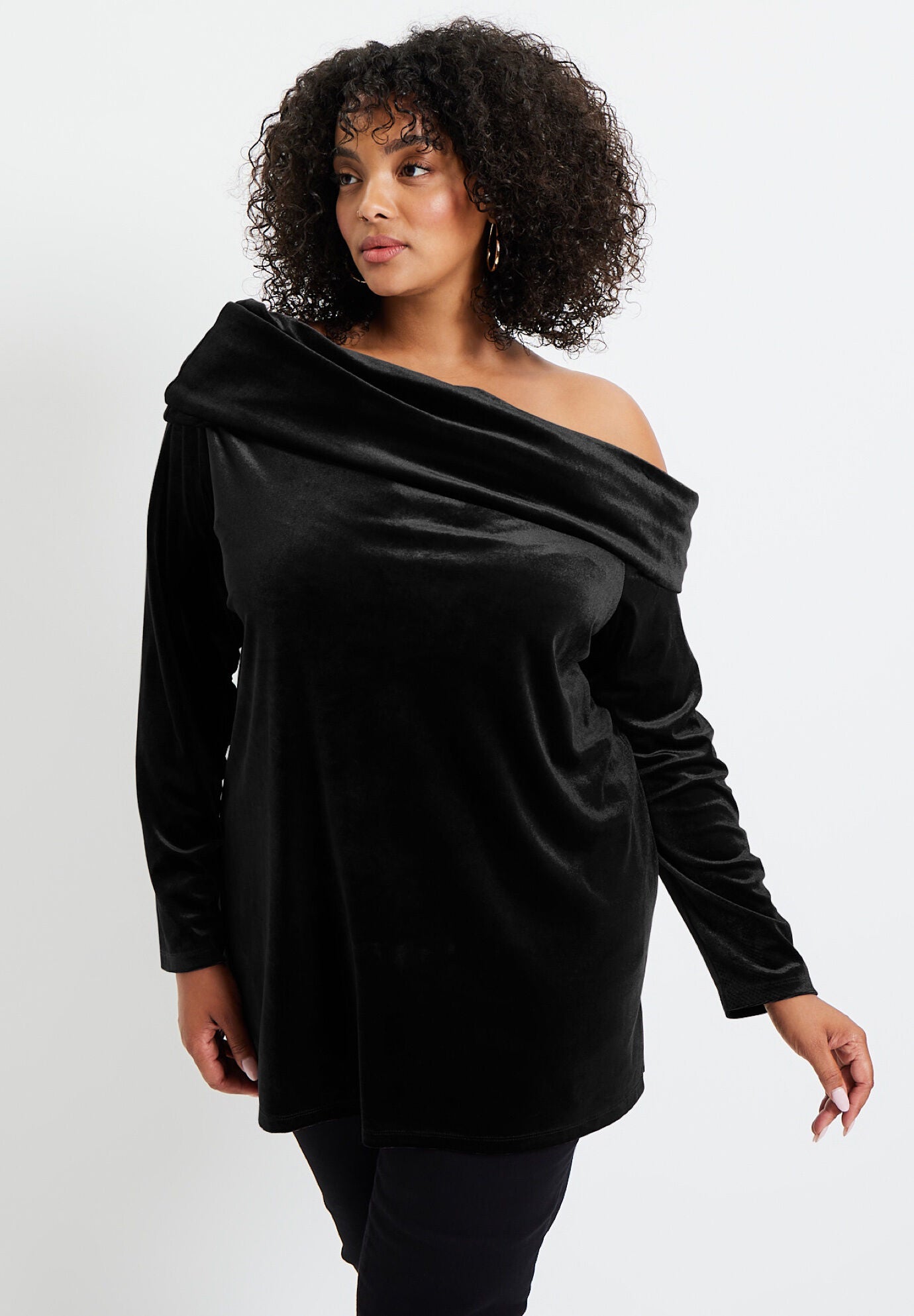 Off-The-Shoulder Velour Top | Woman Within