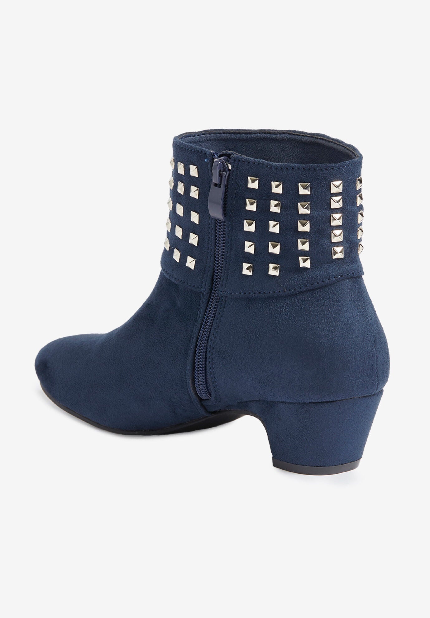 Suede Bootie With Zipper - The Mikaiah, Navy | Woman Within