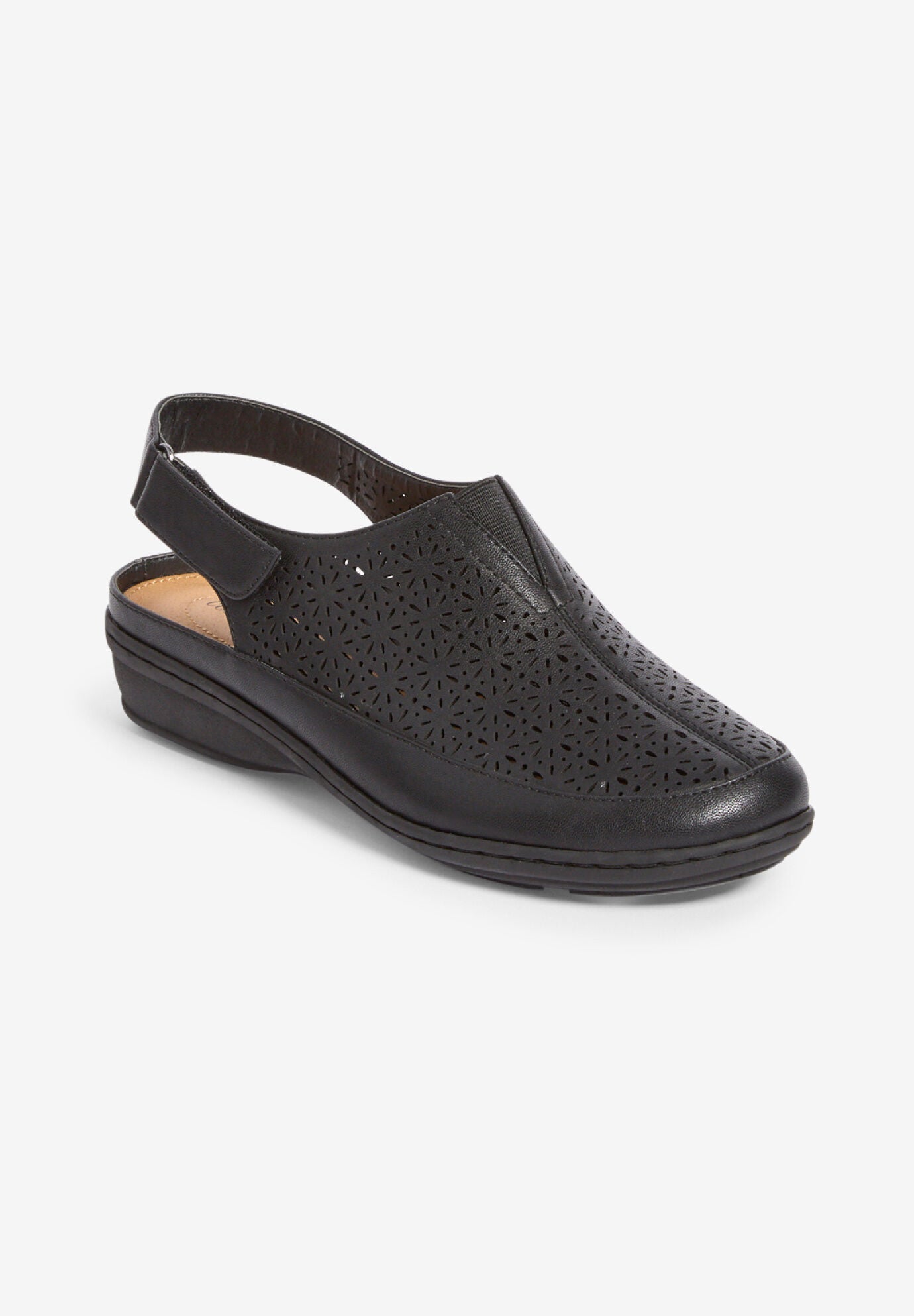 Versatile Finny Sling Shoes - Adjustable Straps, Black | Woman Within