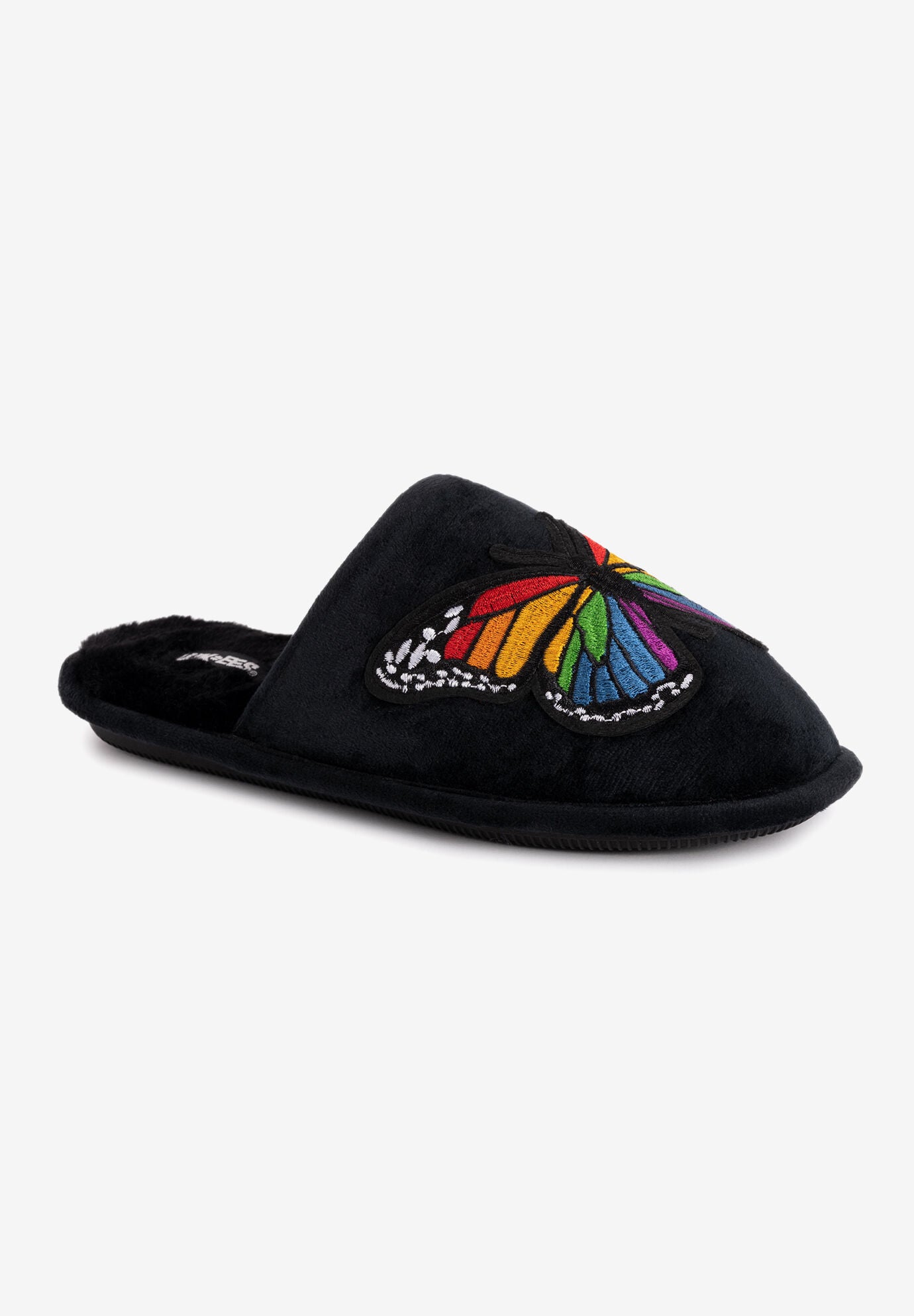 Odette Embroidered Foam Insole Slide Slippers, Black Butterfly | Woman ...