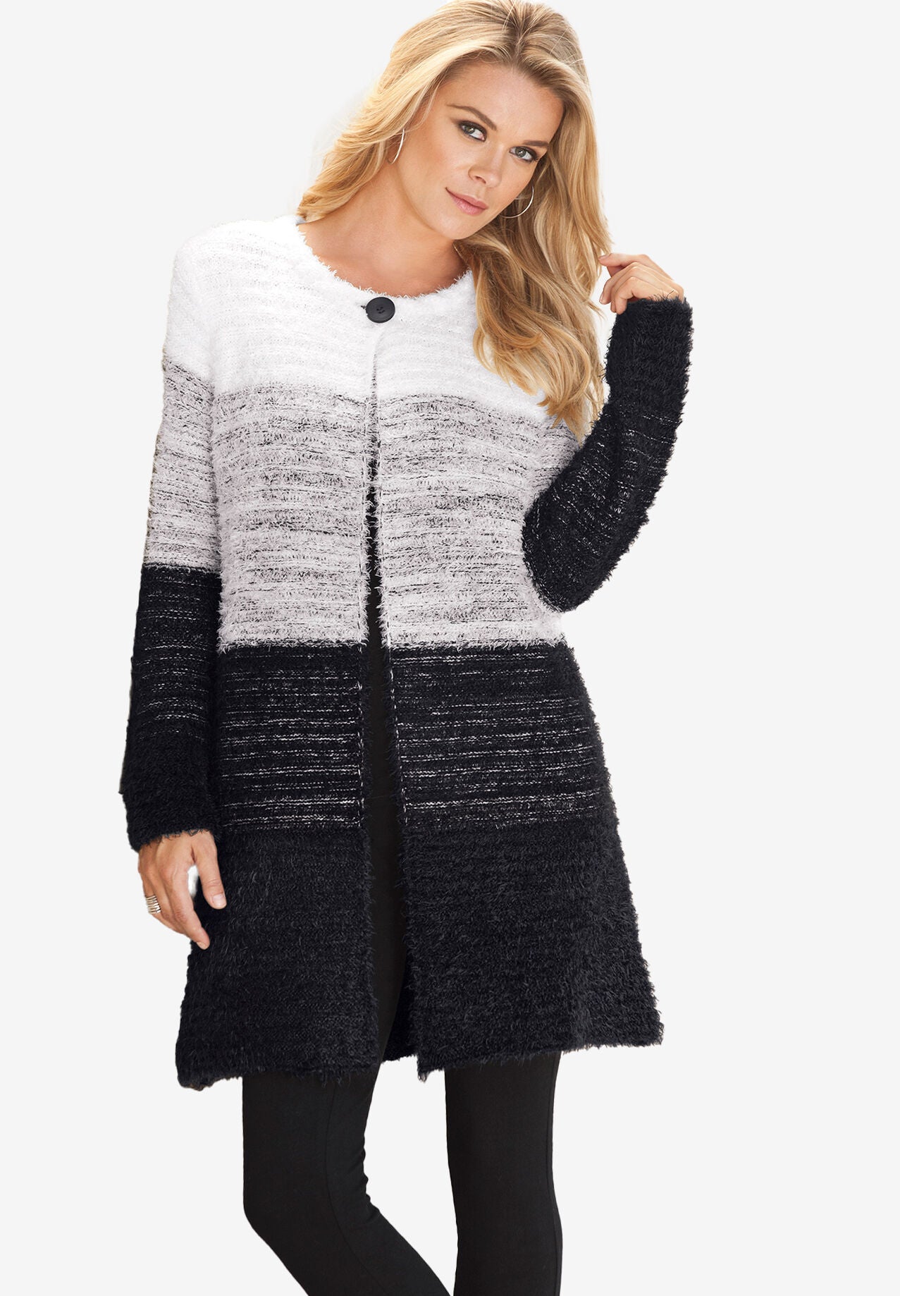 Ombre Eyelash Cardigan Sweater | Woman Within