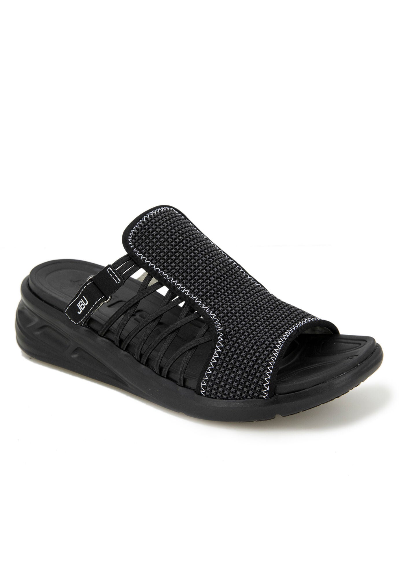 Weston Water Ready Slide - Sport Sandals, Black White | Woman Within