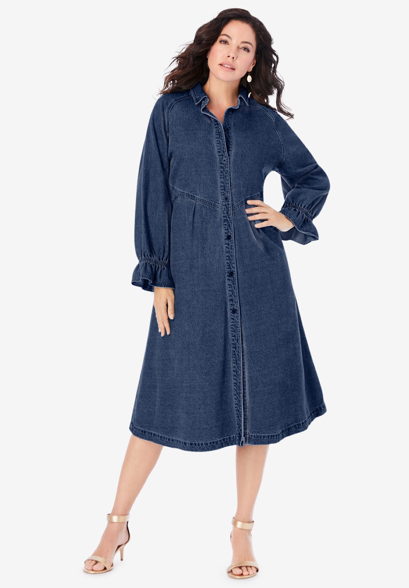 Button Front Denim Dress | Woman Within
