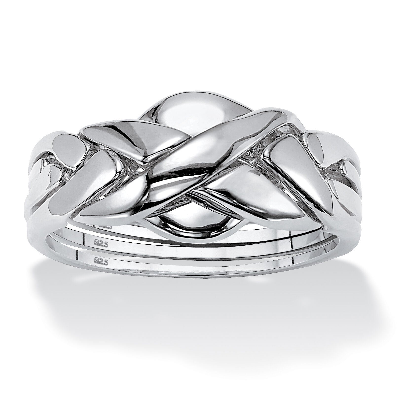 Platinum-plated Sterling Silver Interlocking Puzzle Ring | Woman Within