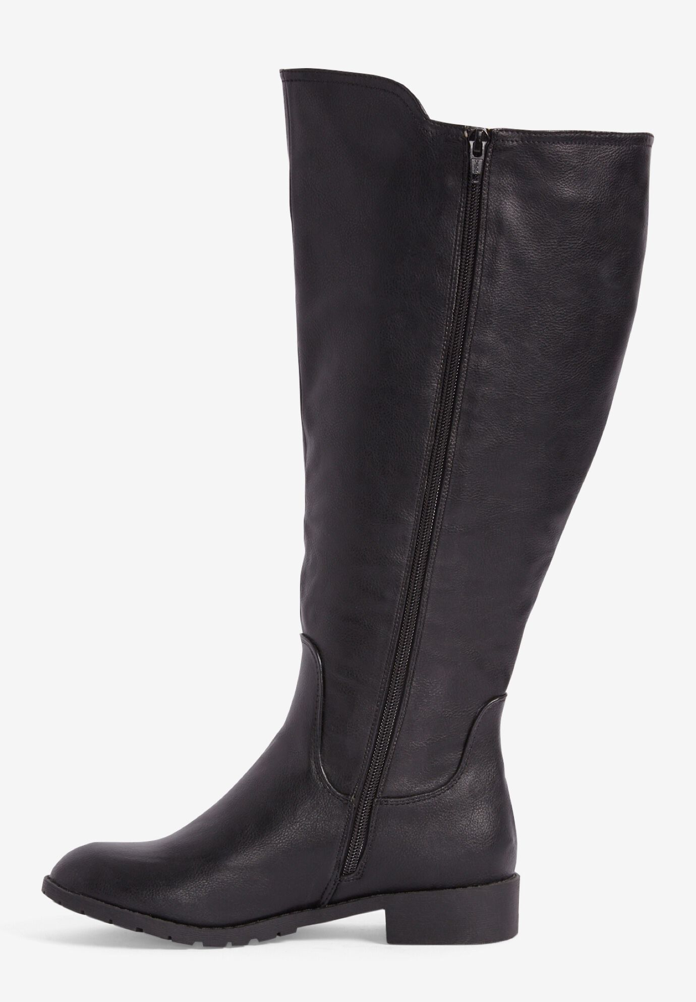 Wide Calf Milan Boot With Full Inside Zipper, Black | Woman Within