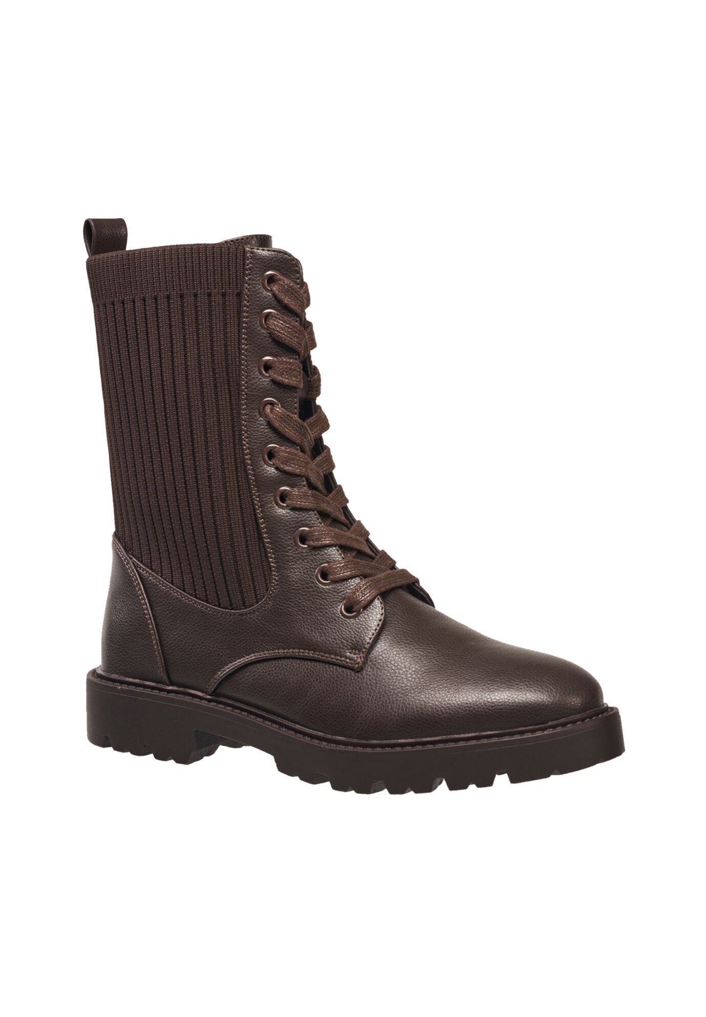 Women's Lydell Combat Booties Lace Up, Brown | Woman Within