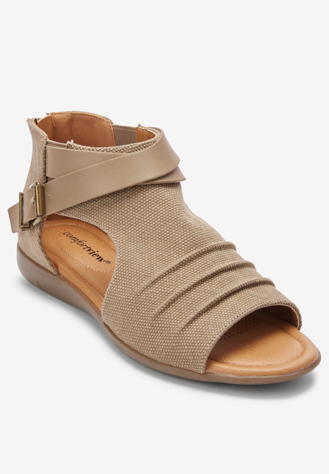 Gladiator-Inspired Payton Shootie - Wide Width, Khaki | Woman Within