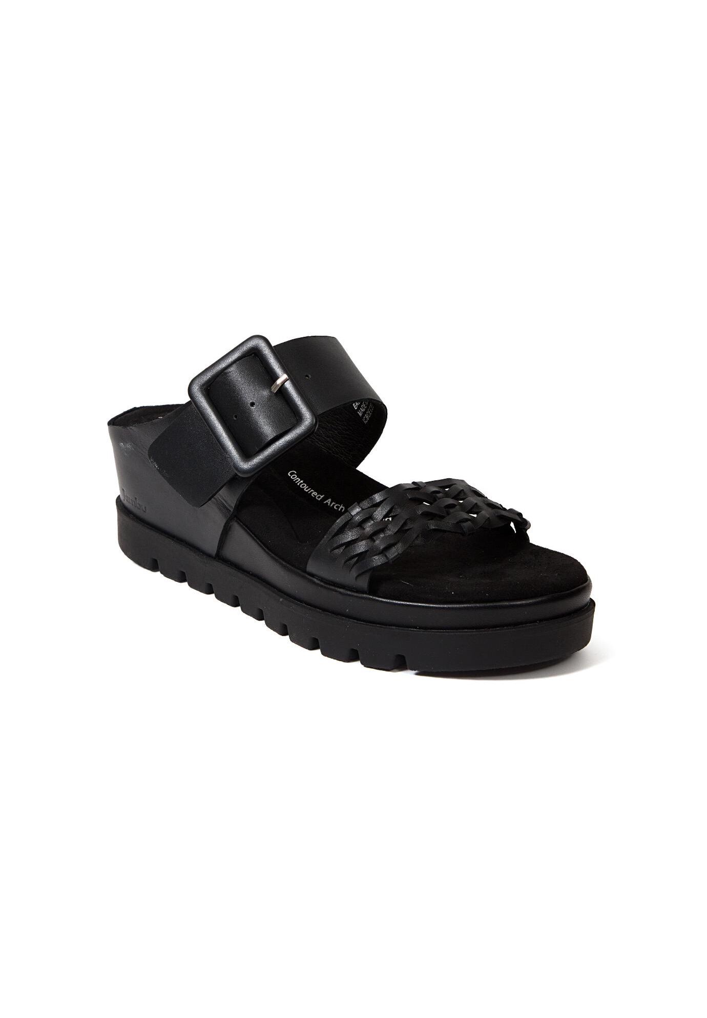 Dara Slip On Wedge Sandals for Women, Black Shimmer | Woman Within