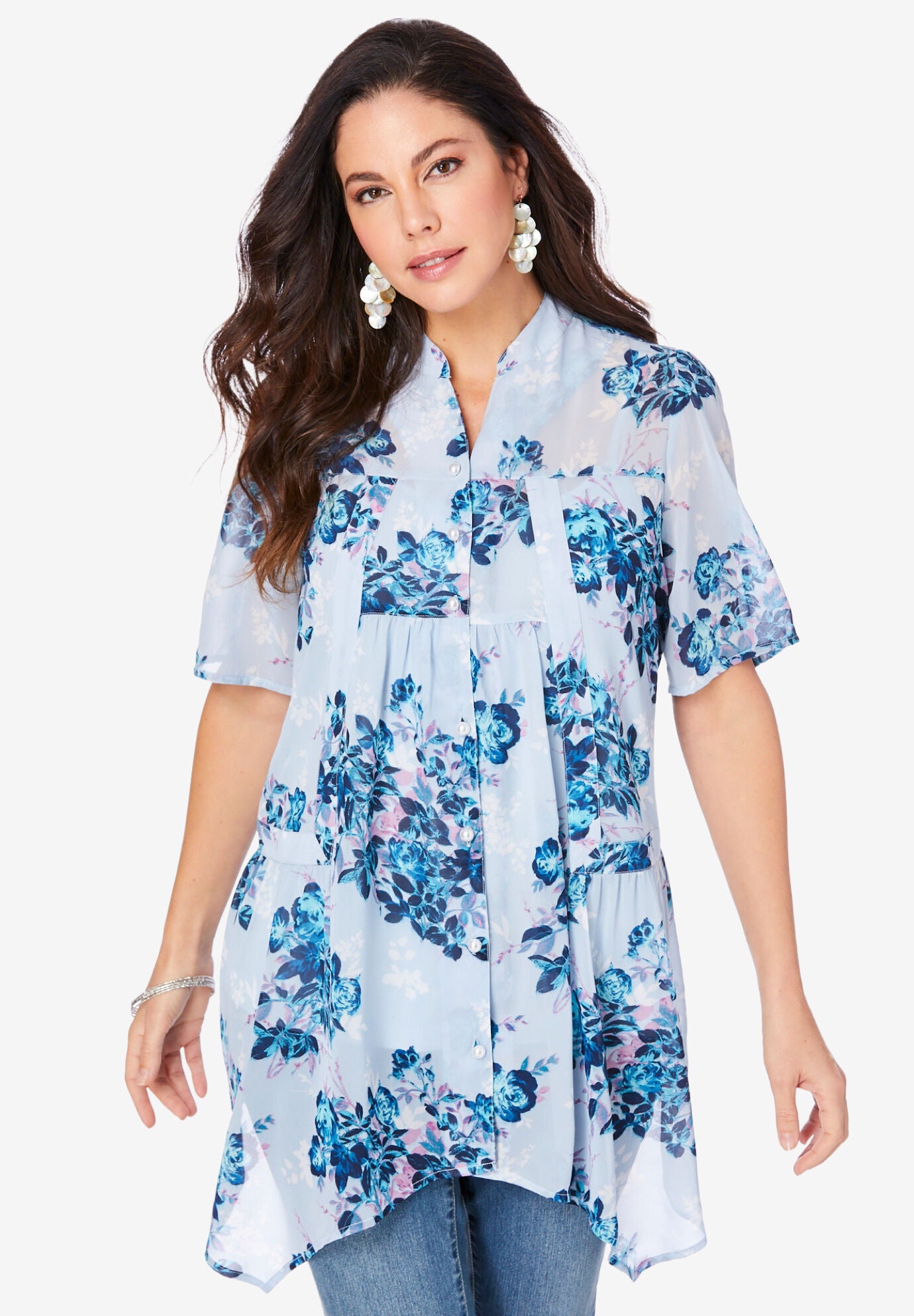 Short-Sleeve Floral Blouse | Woman Within