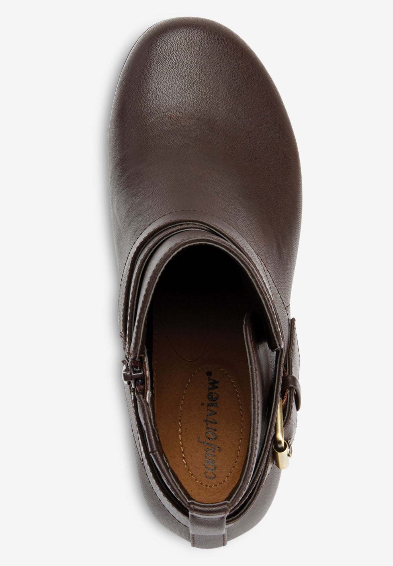 Low Heel Bronte Bootie with Cushioned Support, Dark Brown | Woman Within