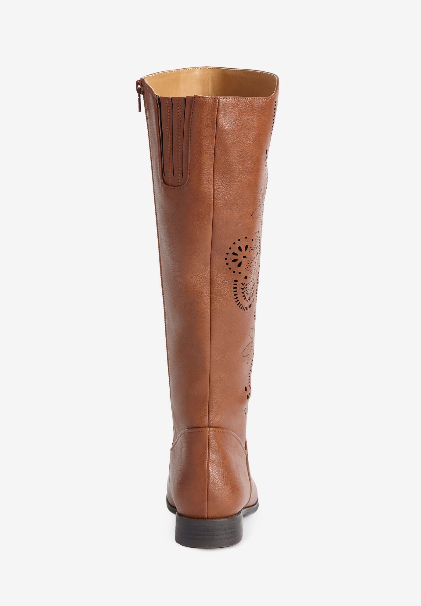 Wide Calf Leather-Like Lili Boot, Cognac | Woman Within