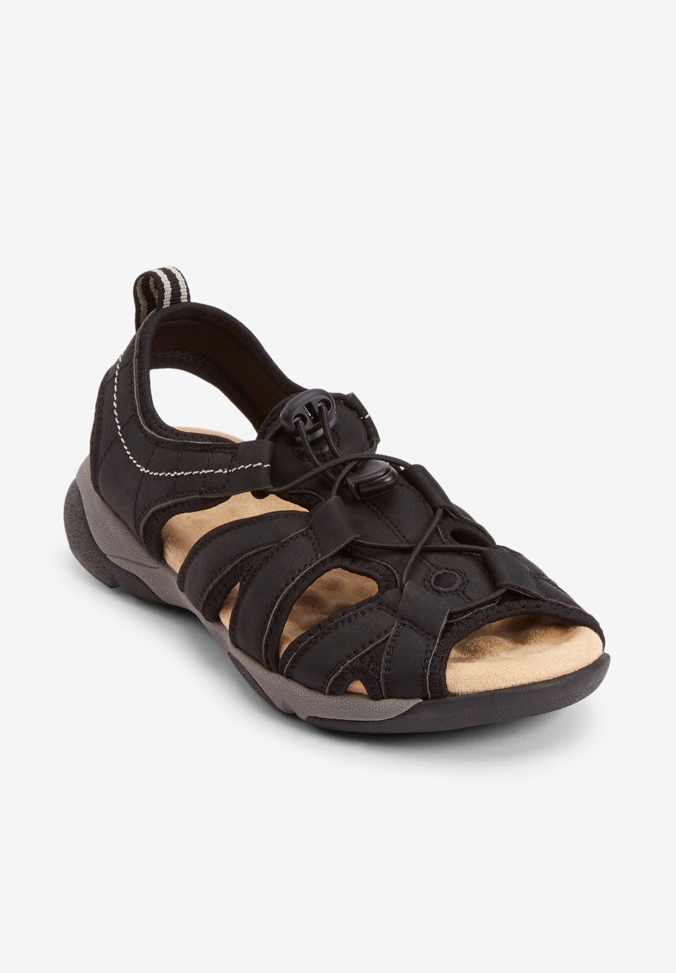 Trek Sandal - Skid-Resistant, Flexible Soles, Black | Woman Within