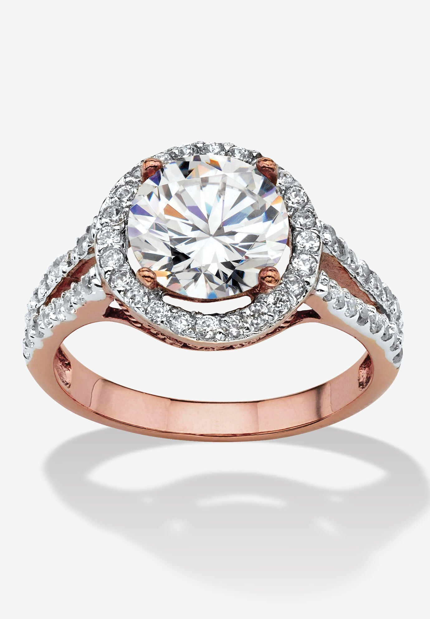 Rose Gold Ring with Halo Double Shank, 4467703 | Woman Within