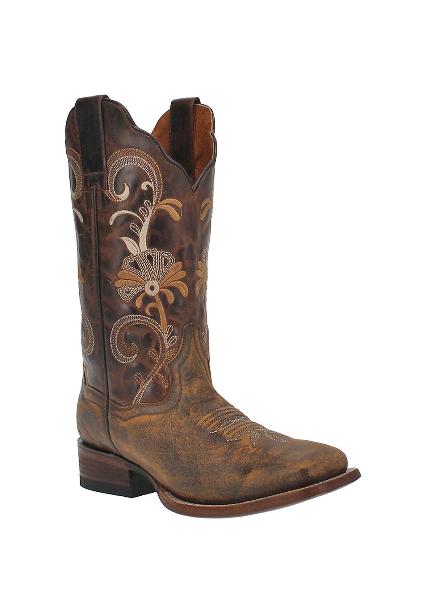 Embroidered Sabina Boot for Cowgirls - Leather, Tan | Woman Within
