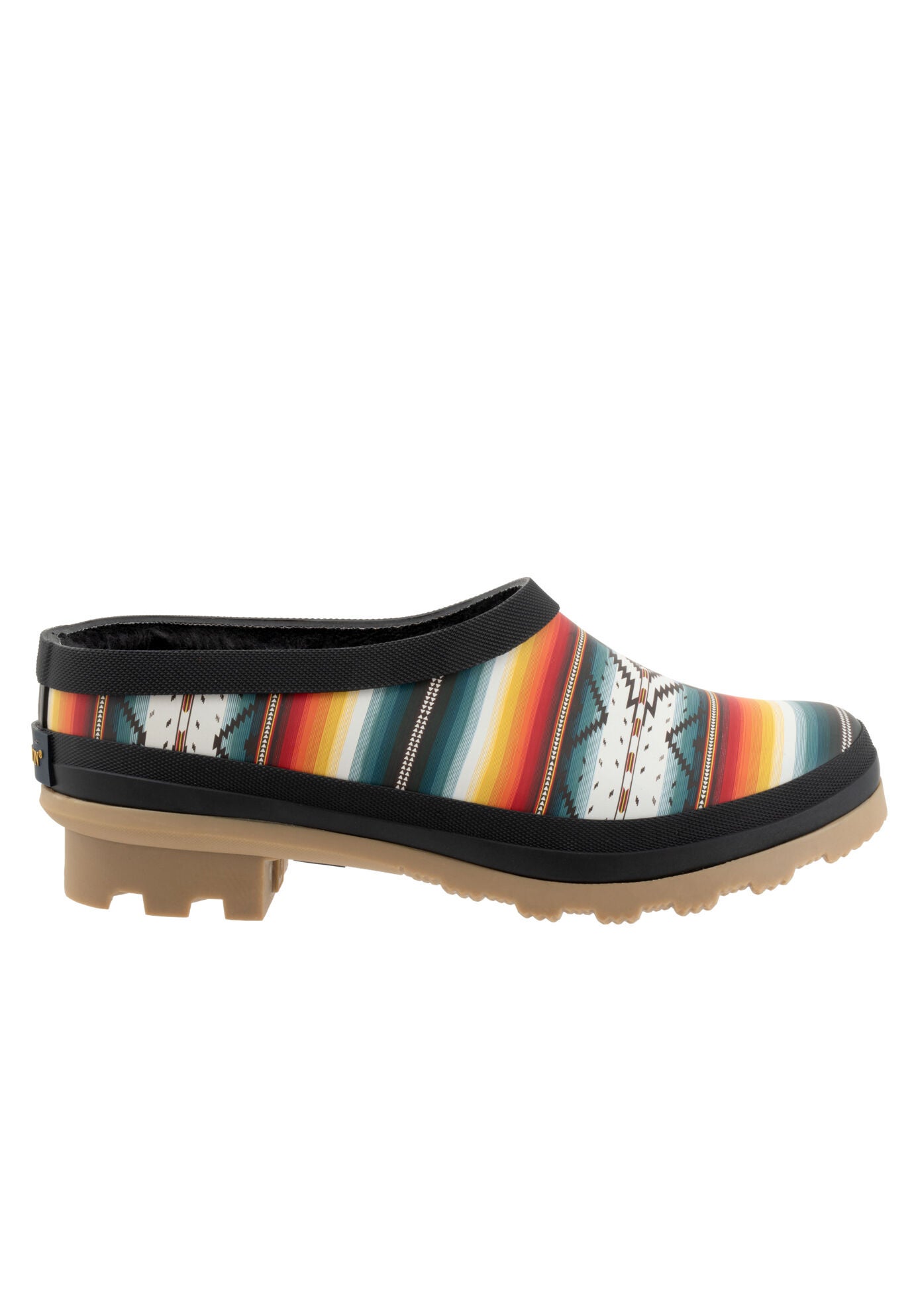 Saltillo Sunset Fur Garden Mule - Fall Rubber Mule, Black | Woman Within
