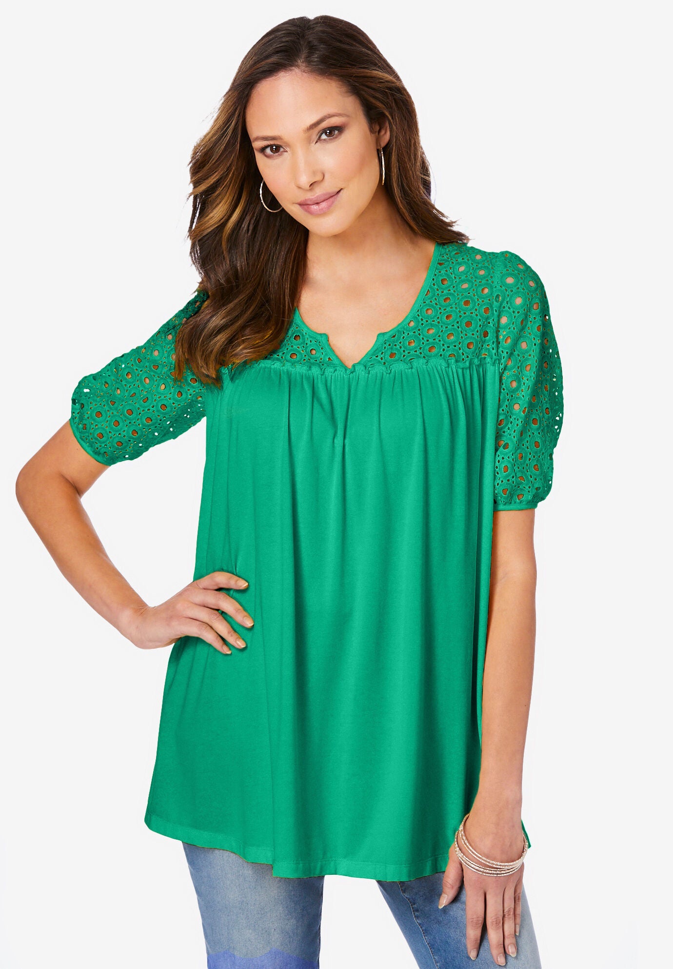 Lace Notch-Neck Tunic | Woman Within