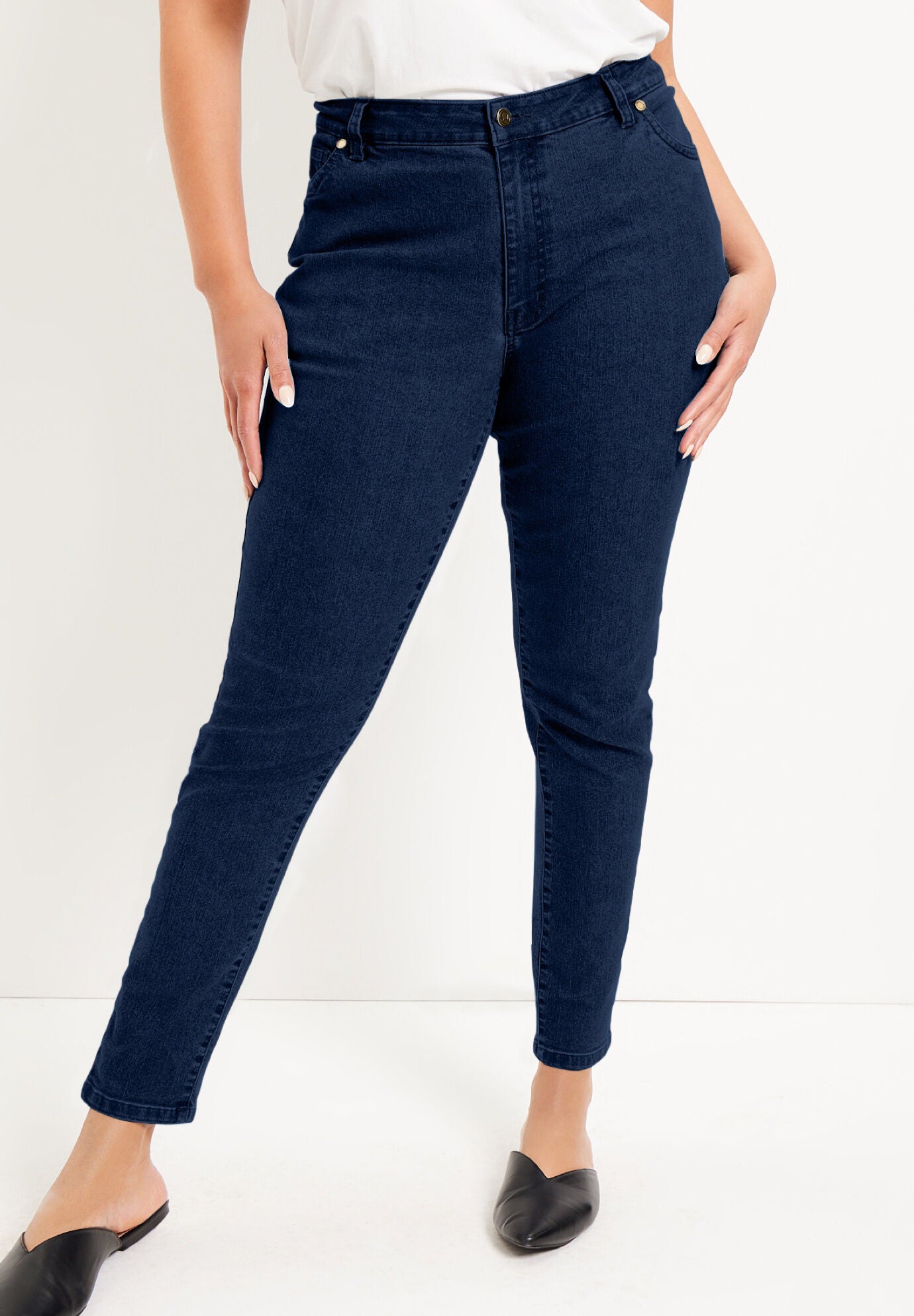 June Fit Skinny Jeans with Stretch Denim, Dark Blue | Woman Within