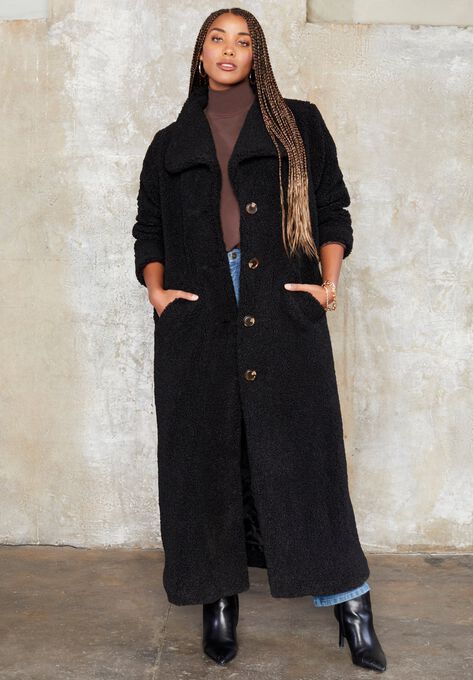 Maxi Teddy Fleece Coat | Woman Within