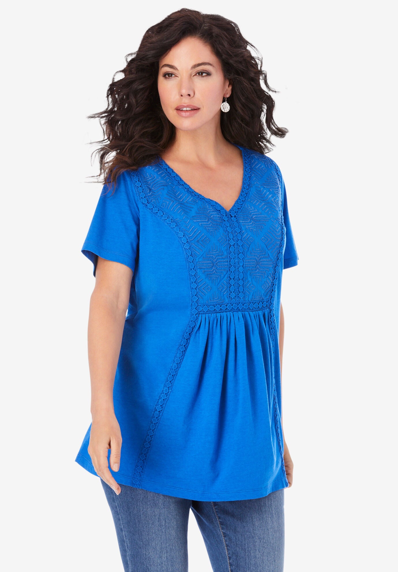 Embroidered Bib Tee | Woman Within