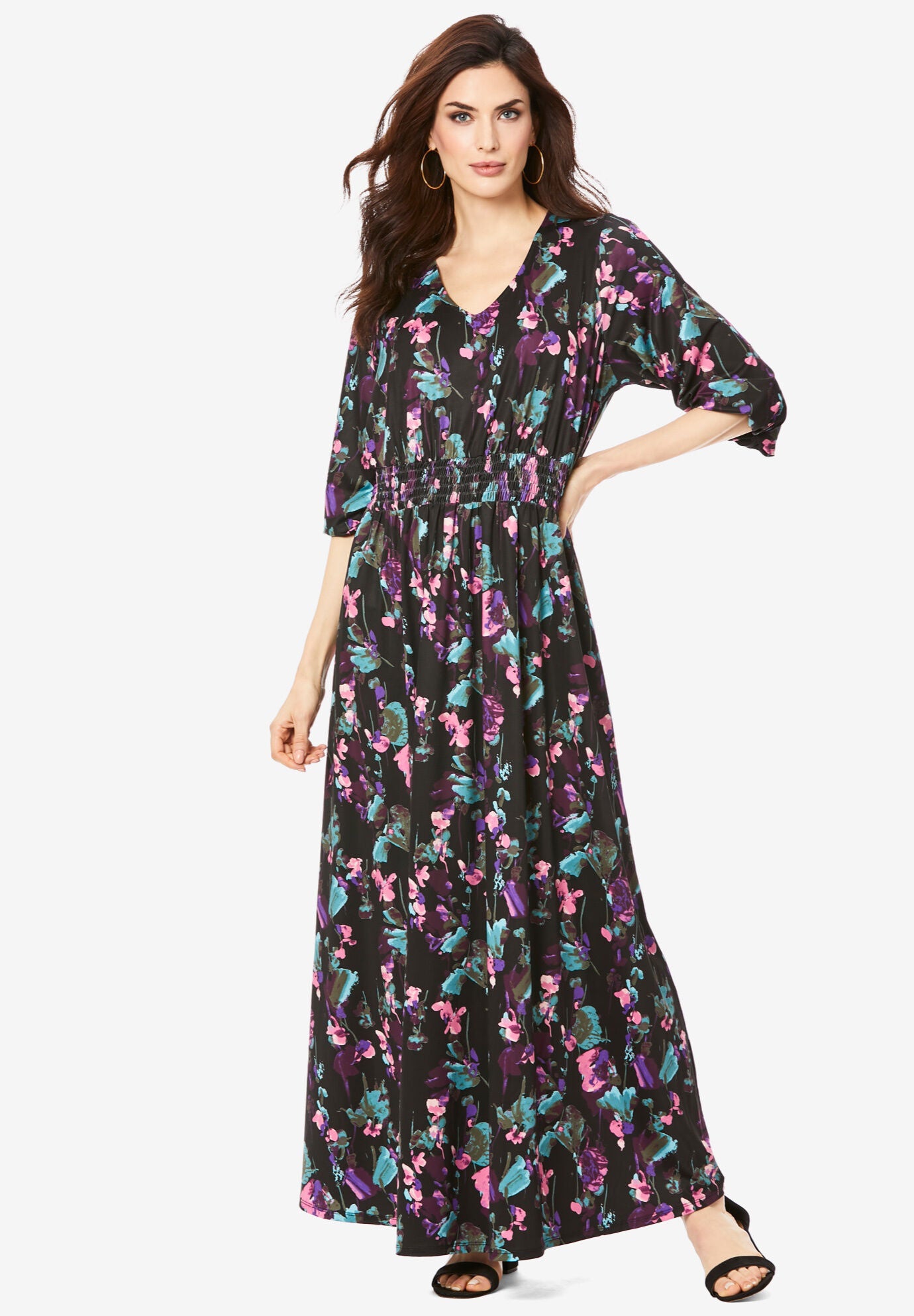 V-Neck Maxi Ultrasmooth® Fabric Dress | Woman Within