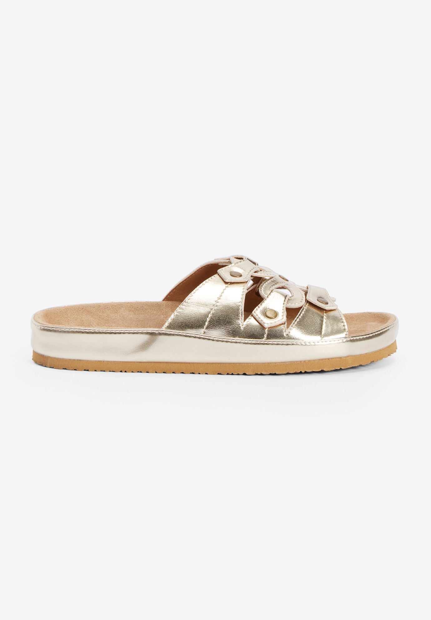 Summer Slip On Sandals - Footbed Comfort, Black | Woman Within