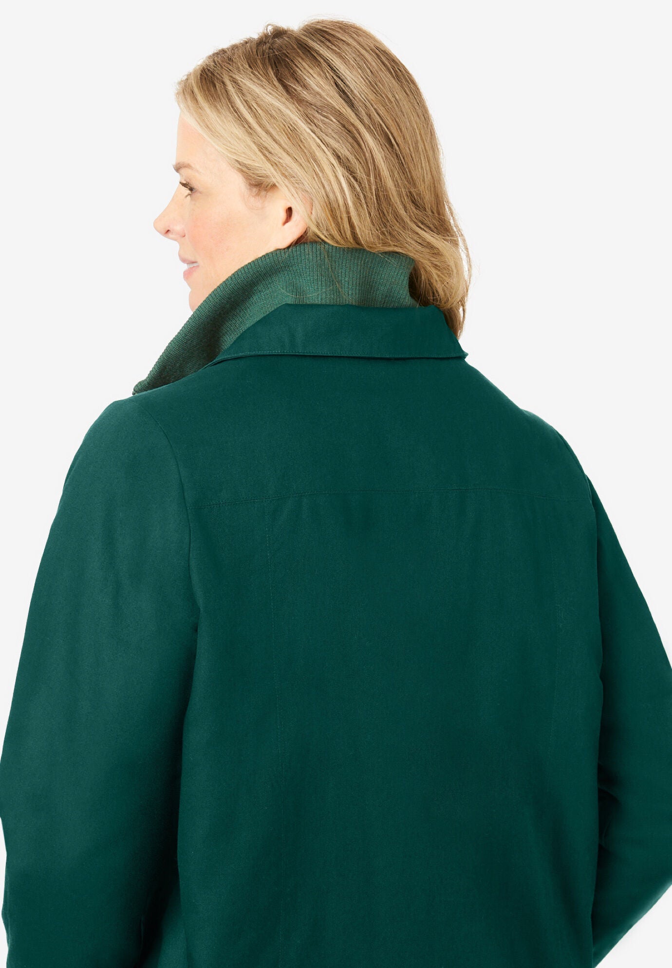 Warm Twill Hooded Stadium Jacket, Dark Charcoal | Woman Within