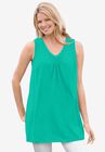 Perfect Sleeveless Shirred V-Neck Tunic | Woman Within