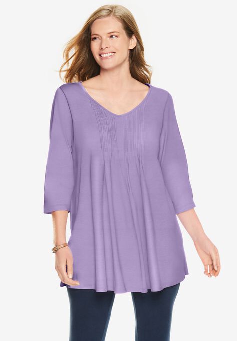 V-Neck Pintucked Tunic | Woman Within