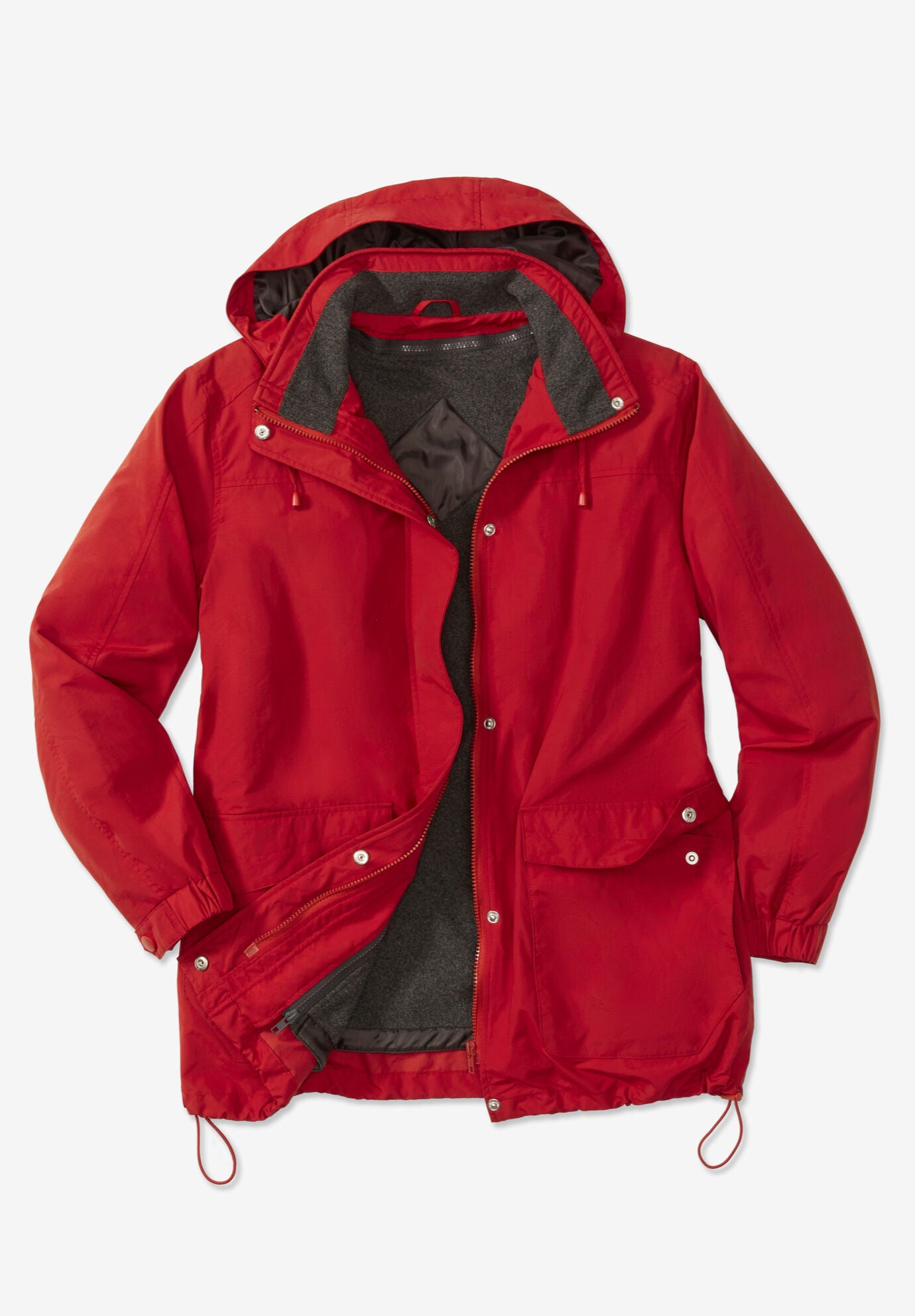 Fleece-Lined Taslon® Jacket for All Seasons, Black | Woman Within