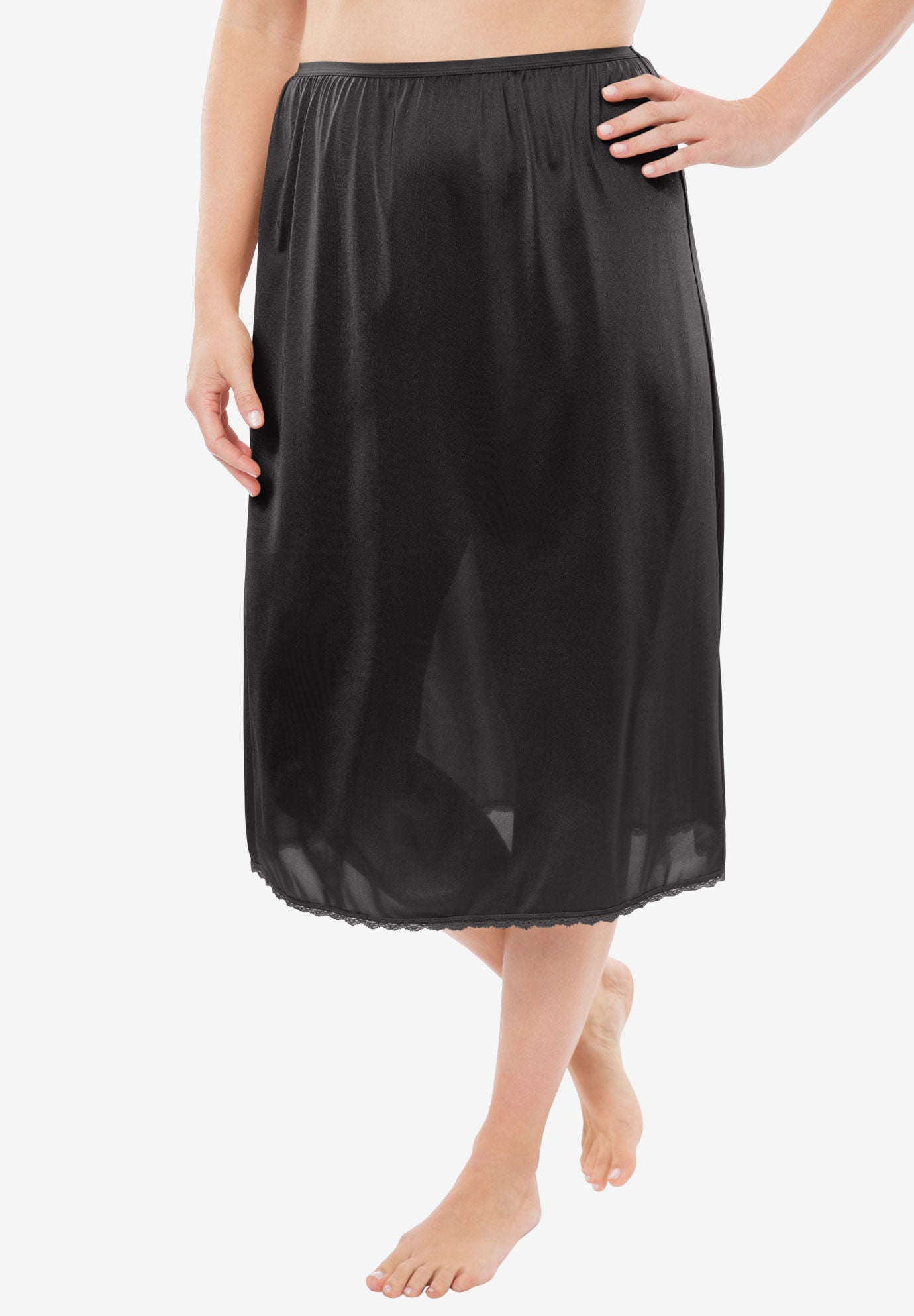 Plus Size Half Slip 28" 2-Pack Lightweight, Black | Woman Within