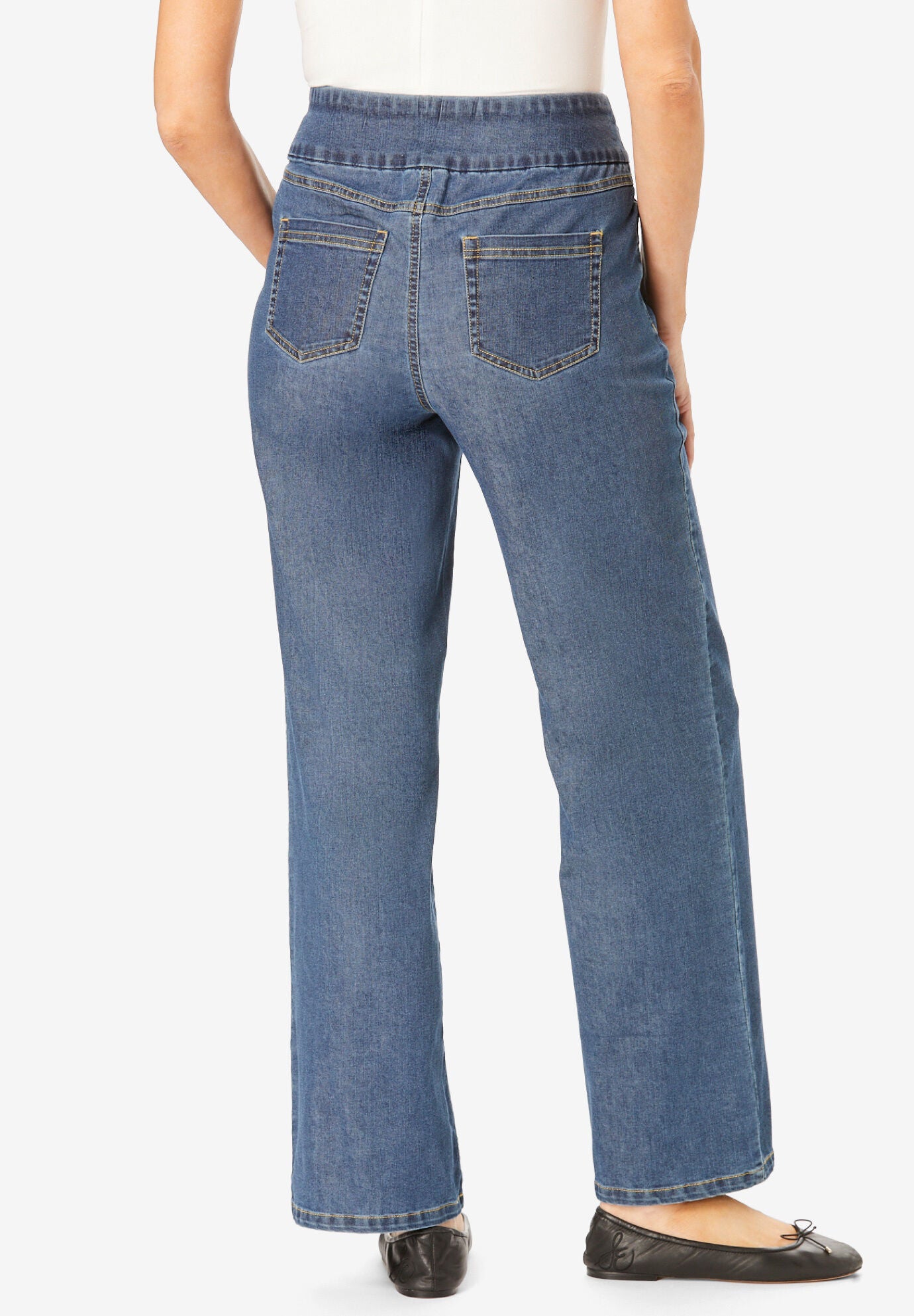 Flex Fit Pull On Wide Leg Denim Jean | Woman Within