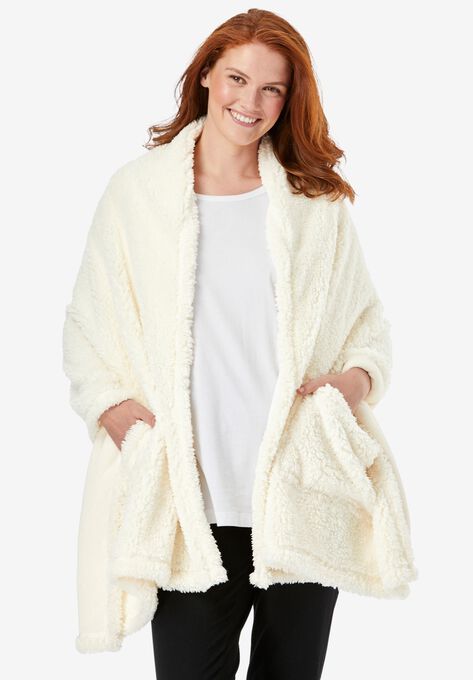 Drape-Over Sherpa Wrap | Woman Within