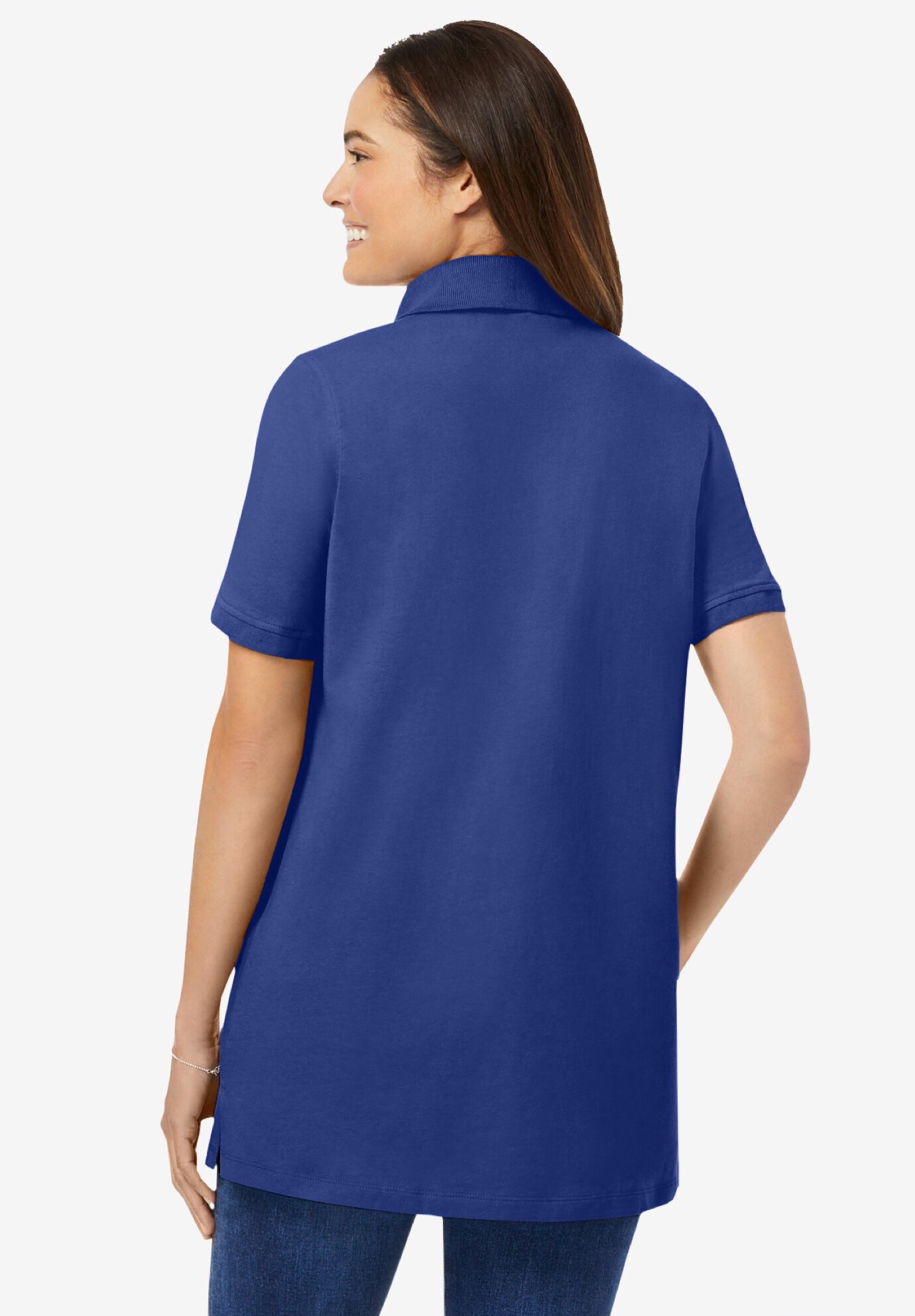 Short-Sleeve Polo Shirt - Perfect Fit, Ultra Blue | Woman Within