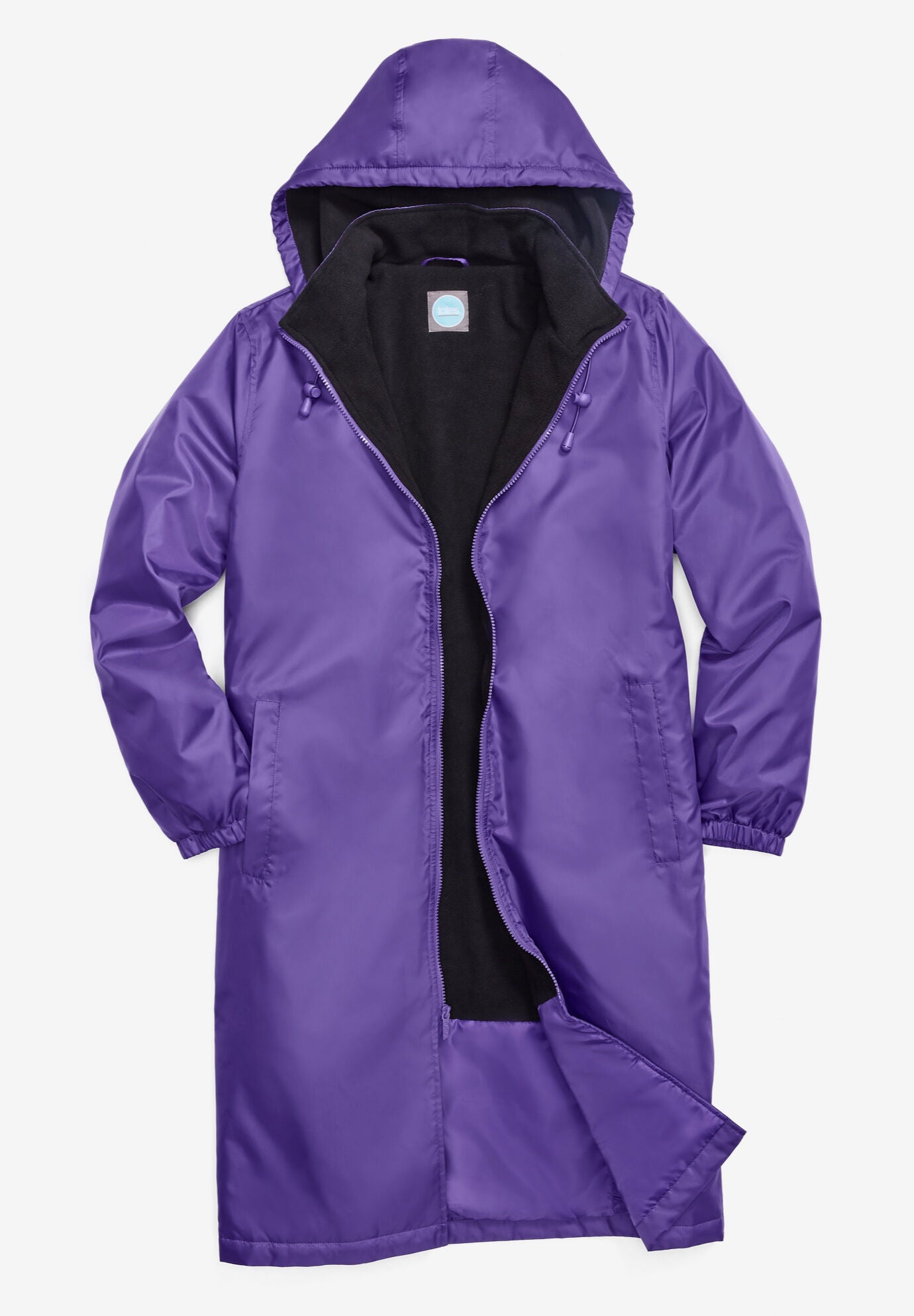 Mid-Length Raincoat Fleece-Lined Water-Resistant, Plum | Woman Within