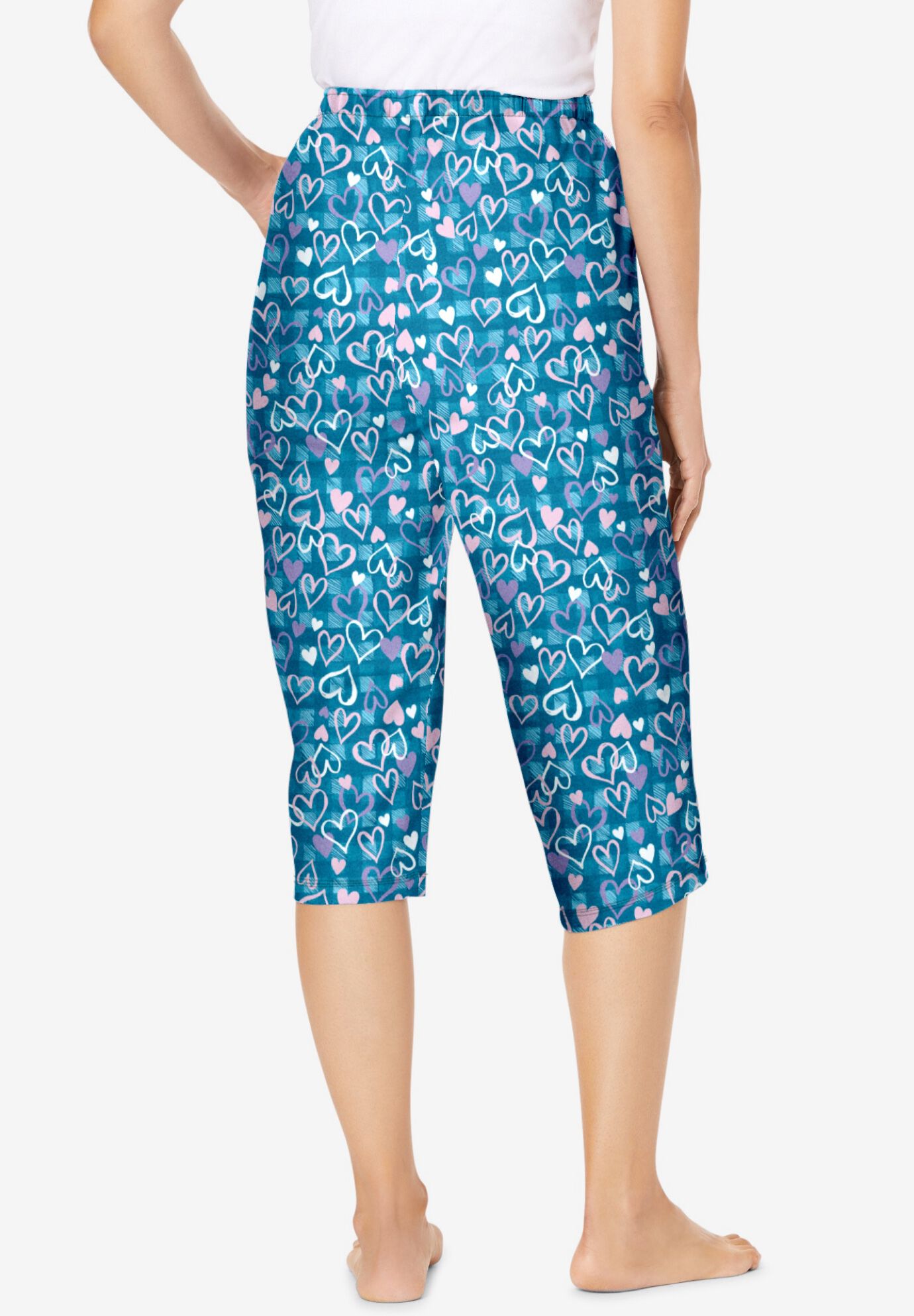 Cotton Knit Sleep Capri Pajama Pants 18" Inseam, Black | Woman Within