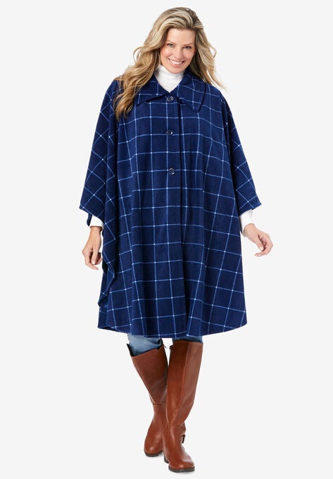 Button-Front Fleece Cape | Woman Within