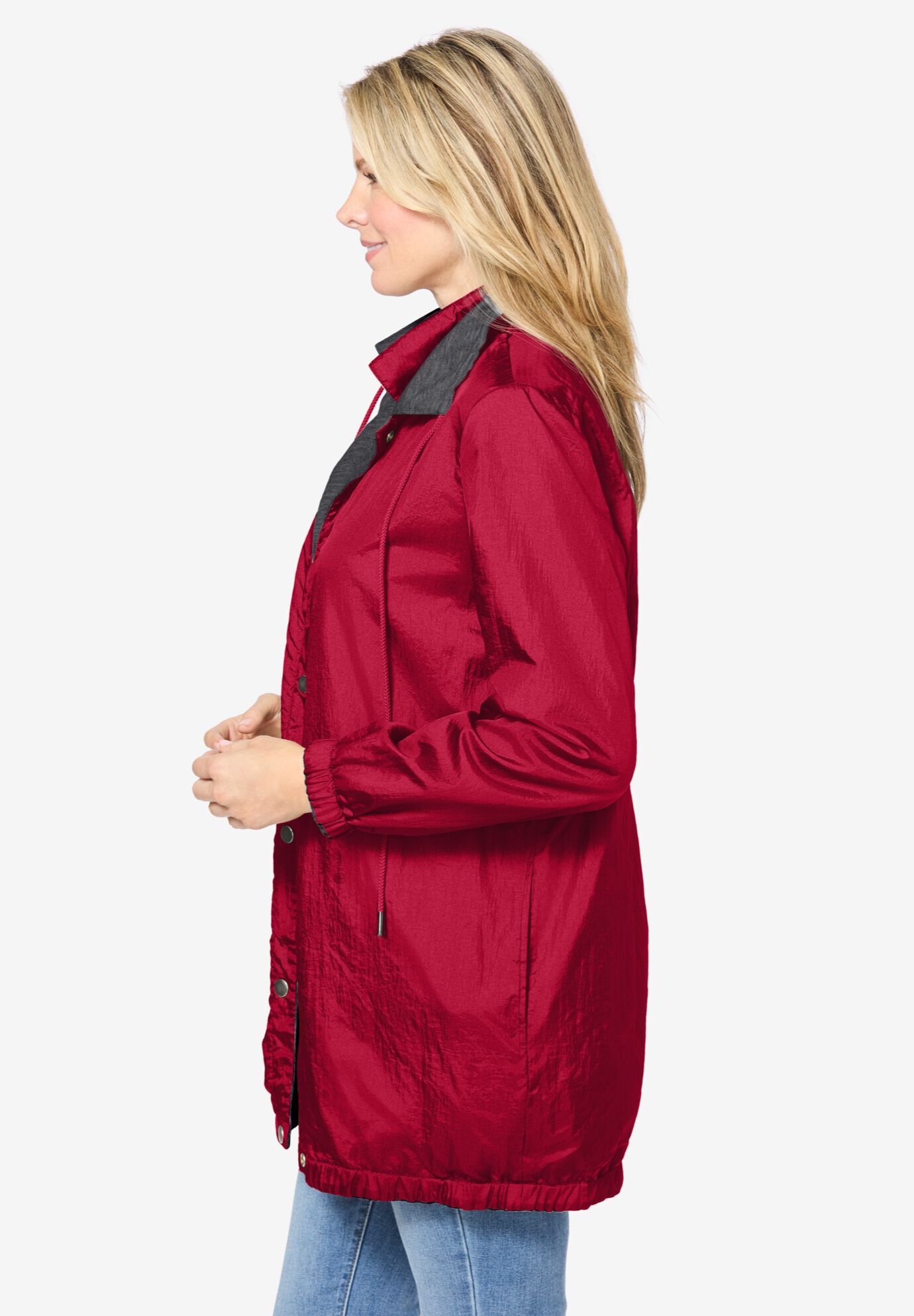 Reversible Fleece Nylon Jacket for Cold Weather, Classic Red Heather ...
