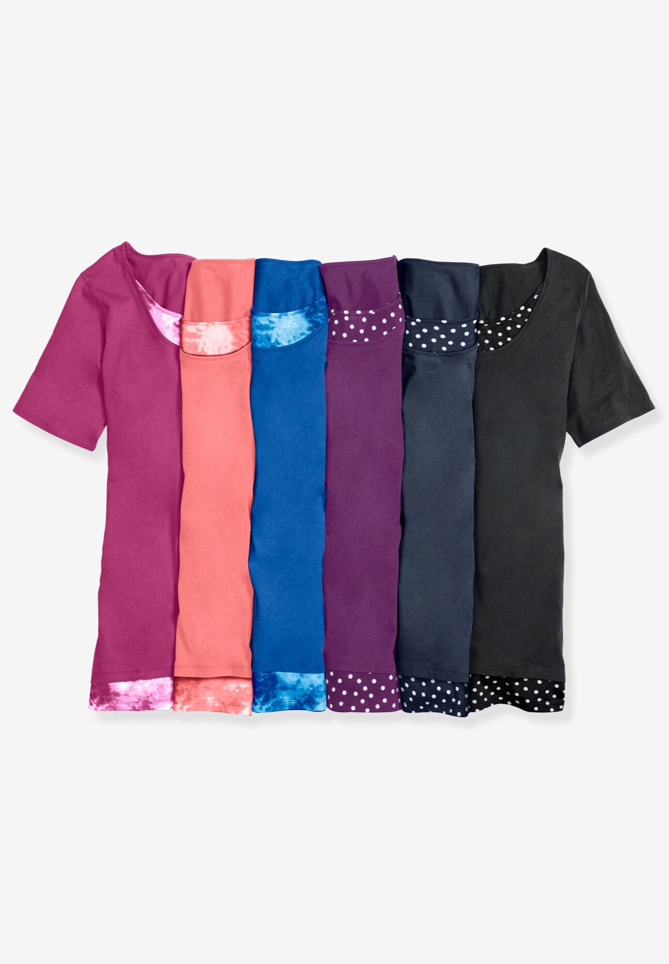 Layered-Look Print Tunic - Relaxed High-Low Top, Black Dot | Woman Within