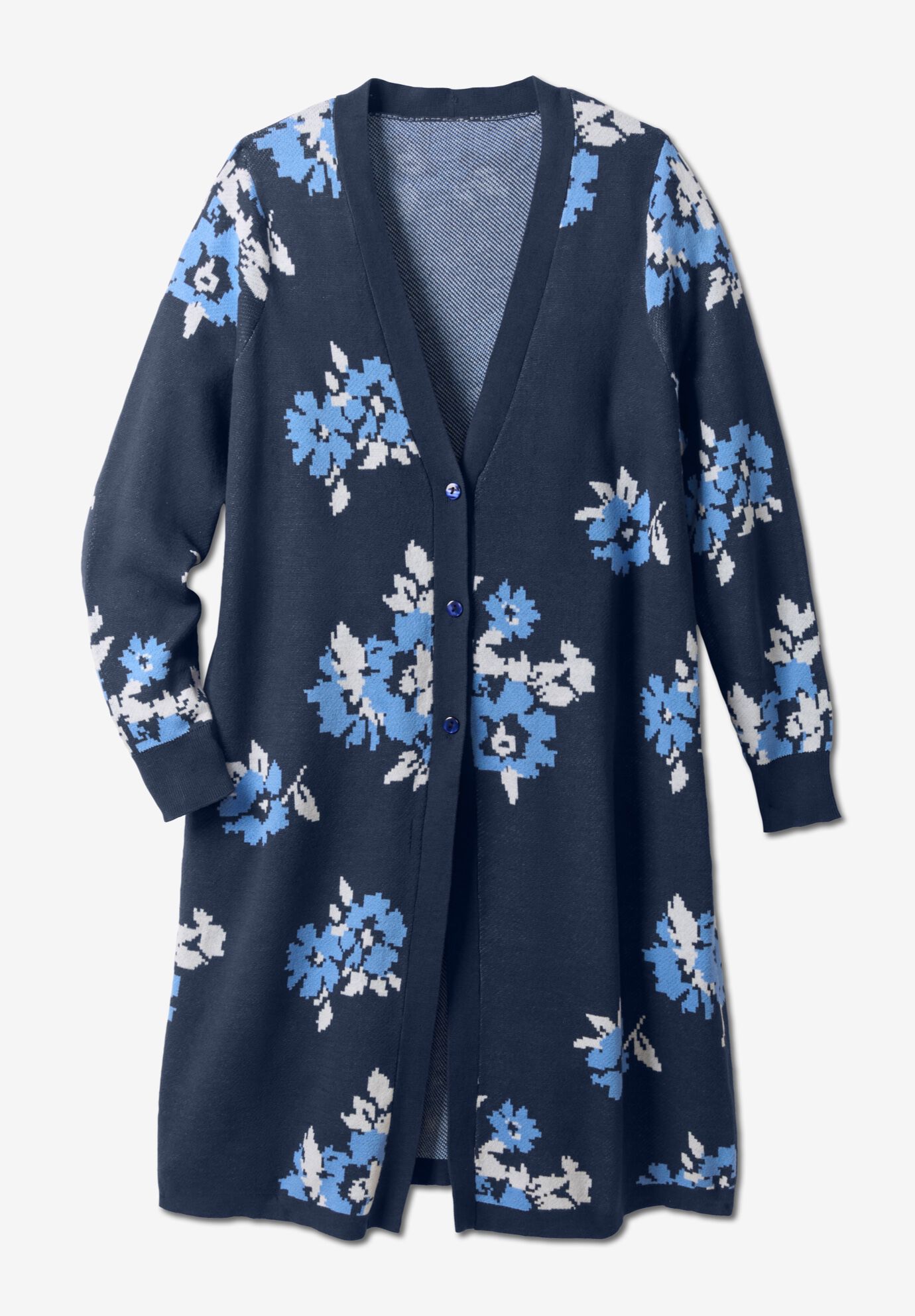 Cotton Duster with Front Pockets, Long Fit, Black Scattered Stars ...