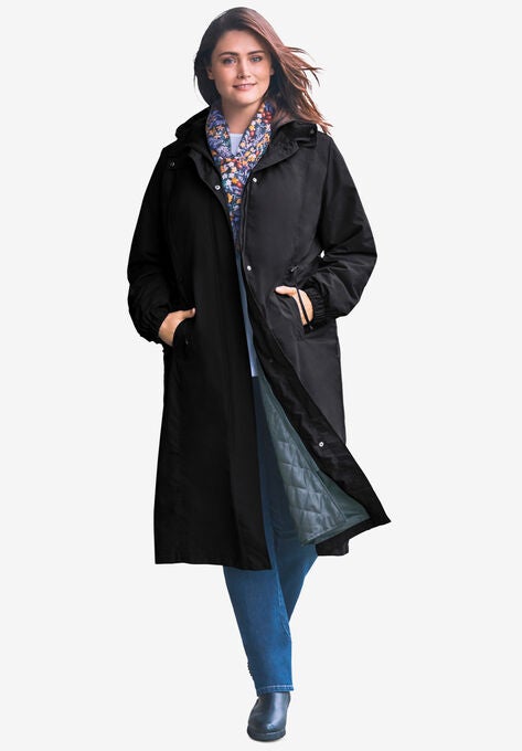 Long Hooded Taslon® Jacket | Woman Within