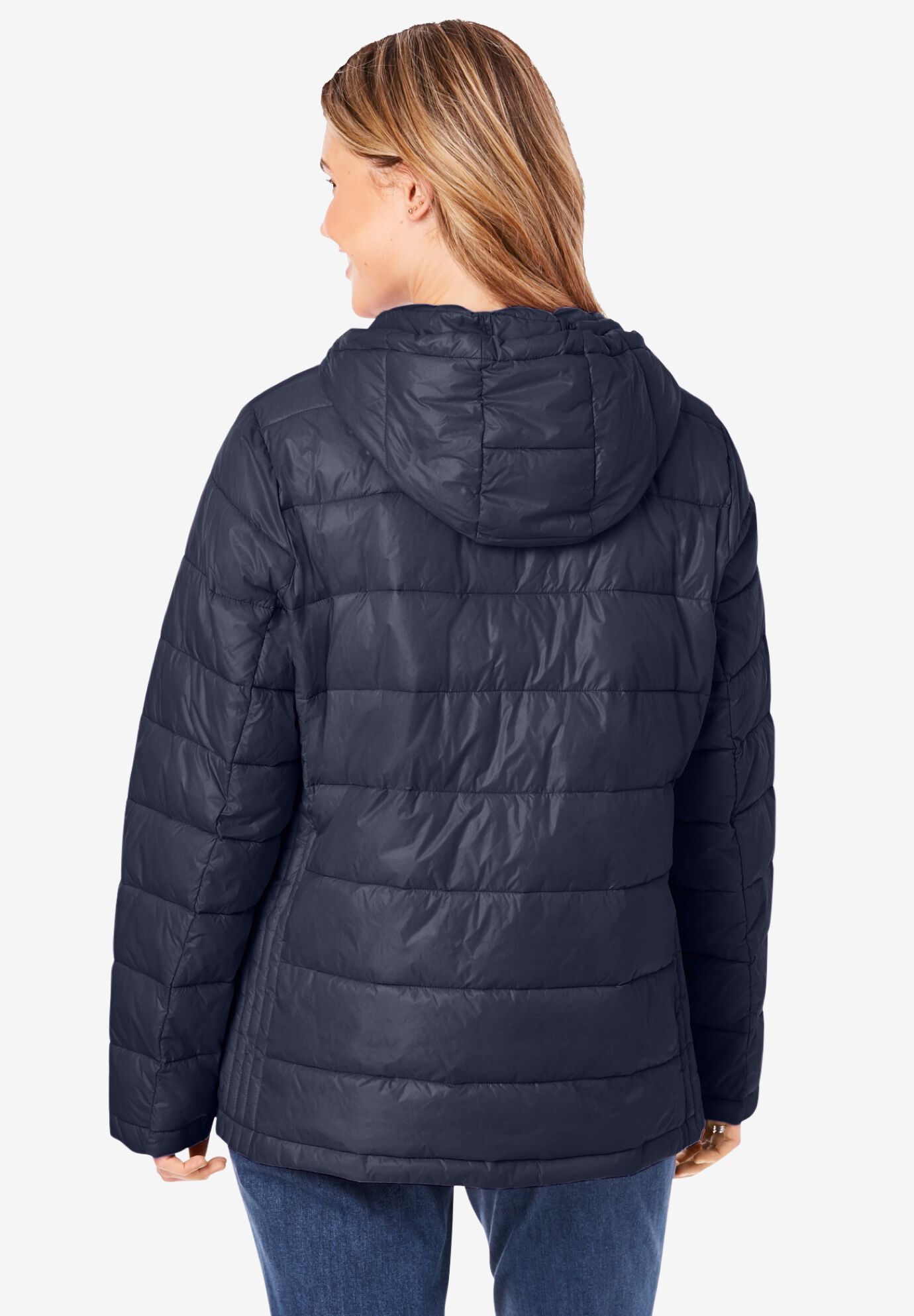 Packable Puffer Jacket - Lightweight Travel Outerwear, Black | Woman Within