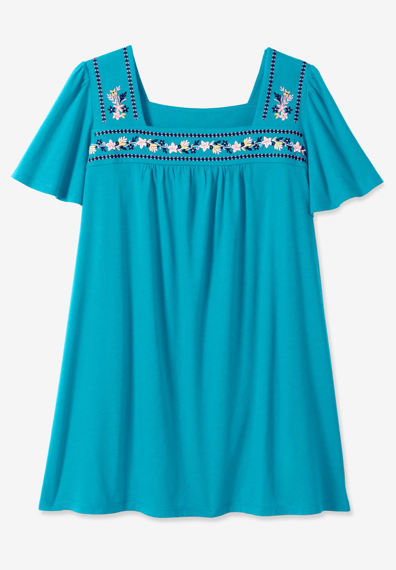 Embroidered Square Neck Tunic - 30" Length, 4337313 | Woman Within