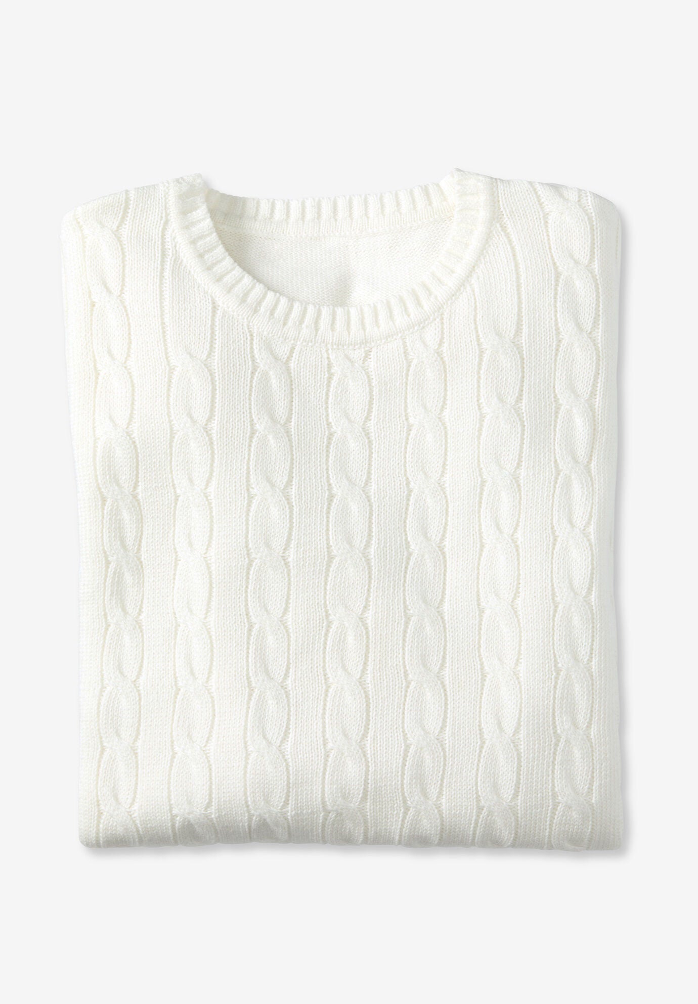 Cable Knit Pullover Crewneck Sweater | Woman Within