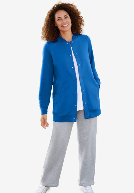 Fleece Baseball Jacket | Woman Within