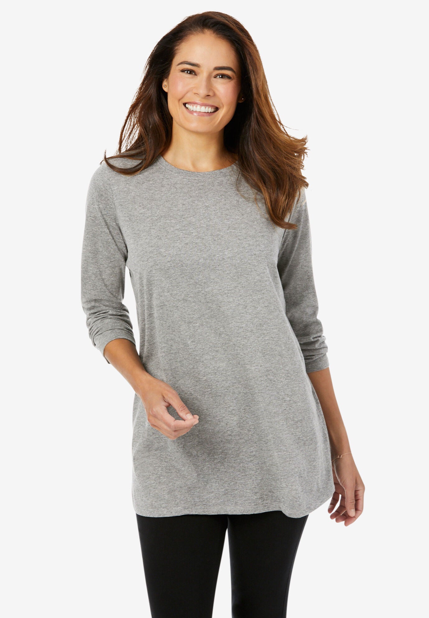 Perfect Long-Sleeve Crewneck Tunic | Woman Within